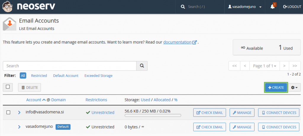 Kako ustvariti nov e-poštni predal? • NEOSERV.si
