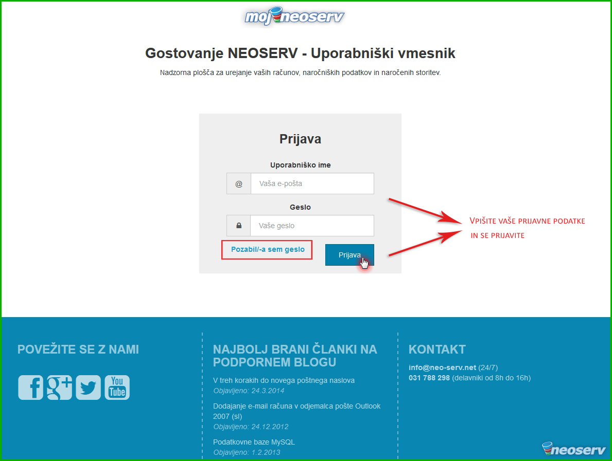 Kako se prijavim v Moj NEOSERV? • NEOSERV.si